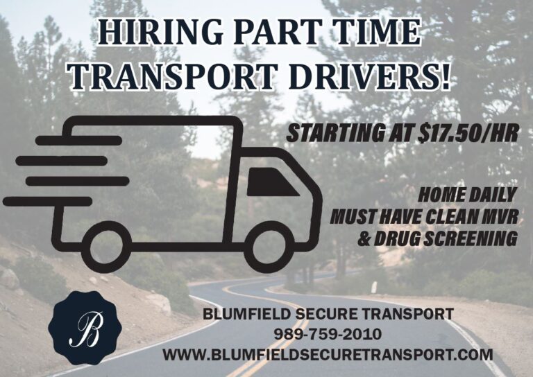 HIRING PART TIME DRIVERS! $17.50/HR - Blumfield Secure Transport